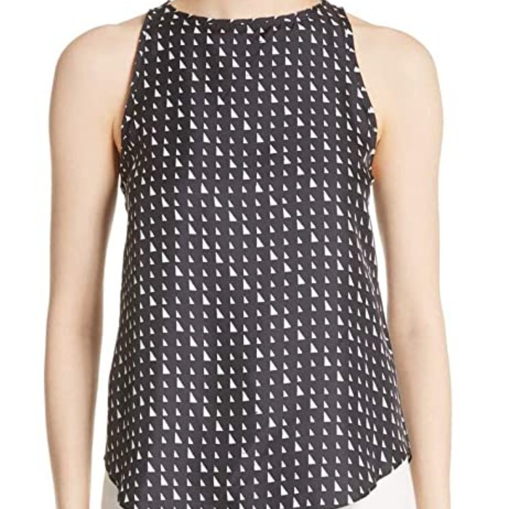 Theory Black & White Silk Triangle Print Tank - Gem